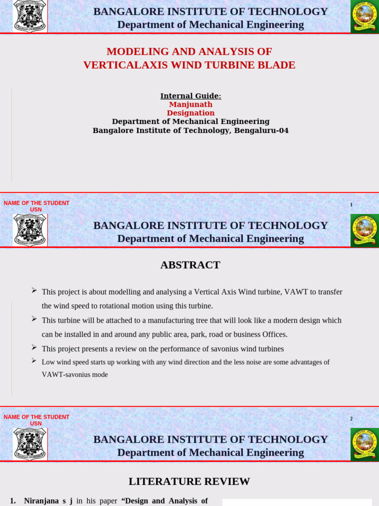Mini Project Presentation Format (1) 1 | PDF | Wind Turbine | Wind Power
