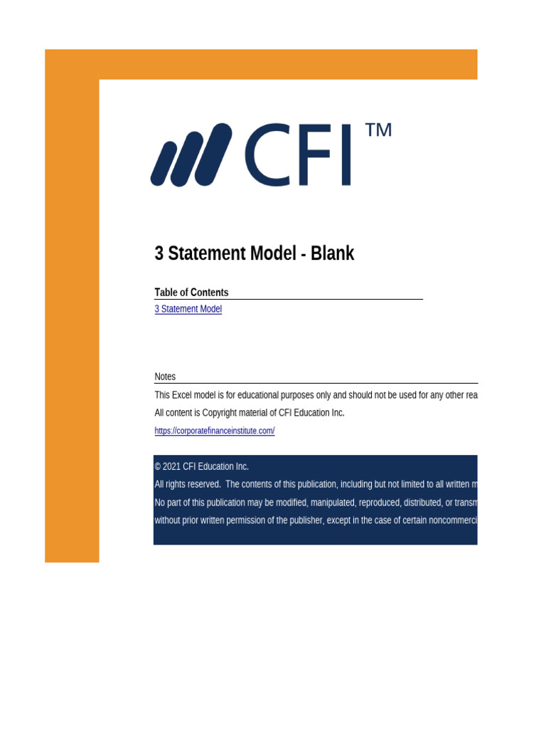 3 Statement Model Template | PDF | Expense | Revenue