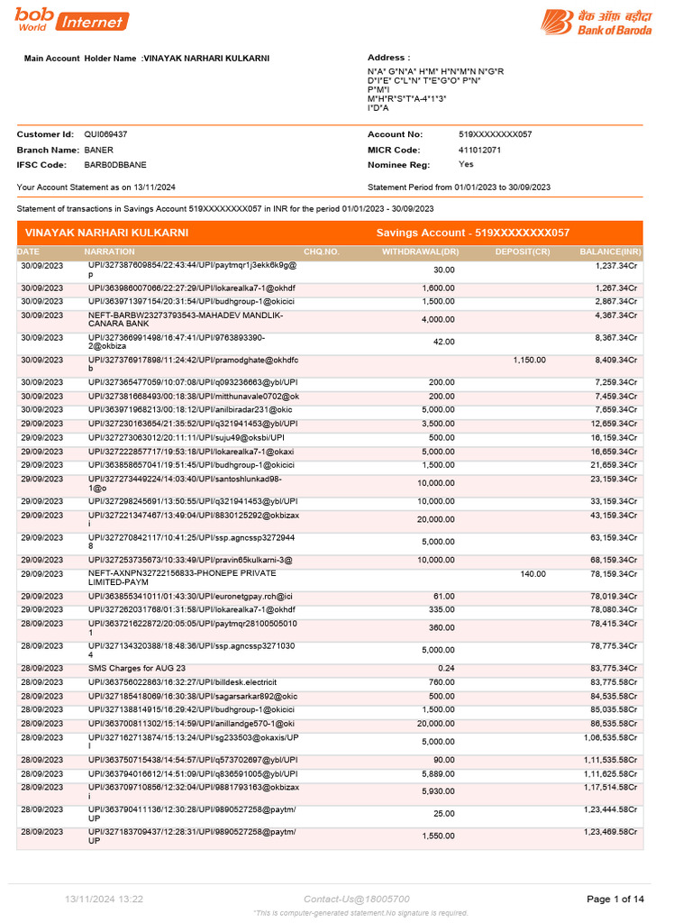 Savings Account Statement Overview | PDF | Banks | E Commerce