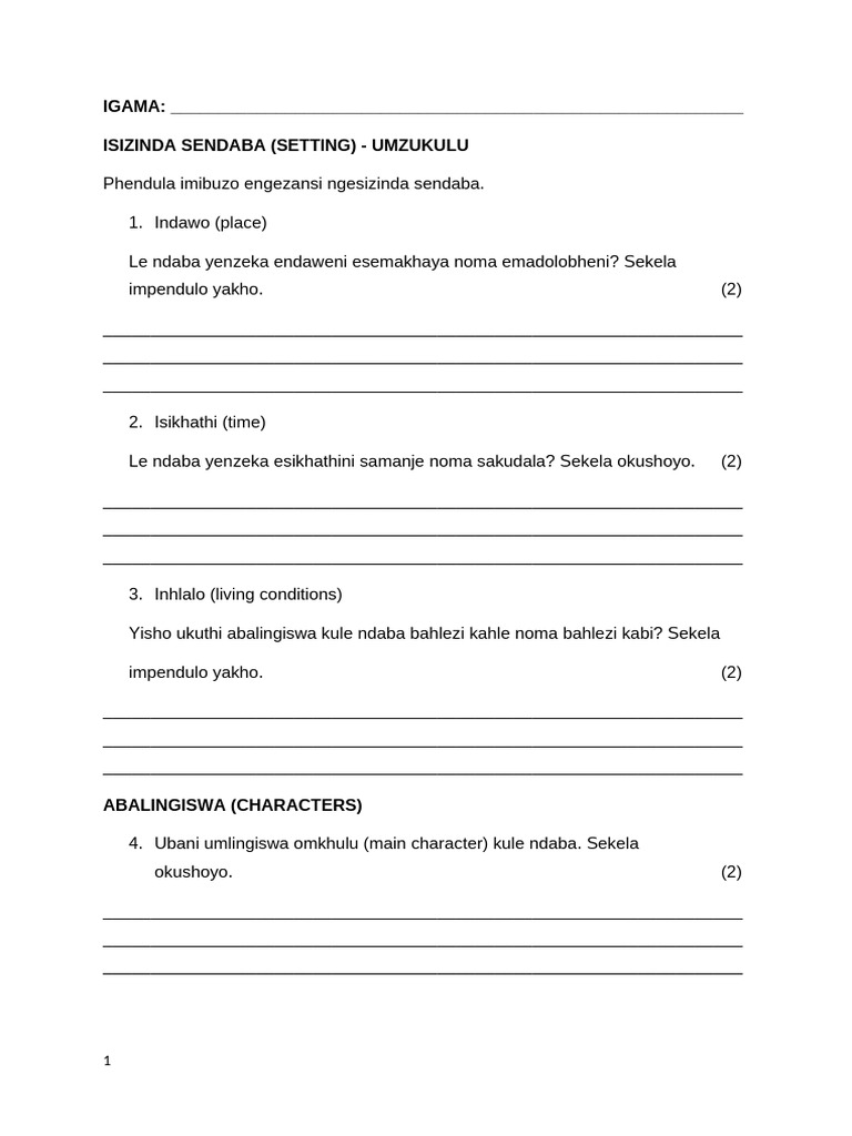 Isizinda Sendaba Emfushane: Umzukulu | PDF | Games & Activities ...
