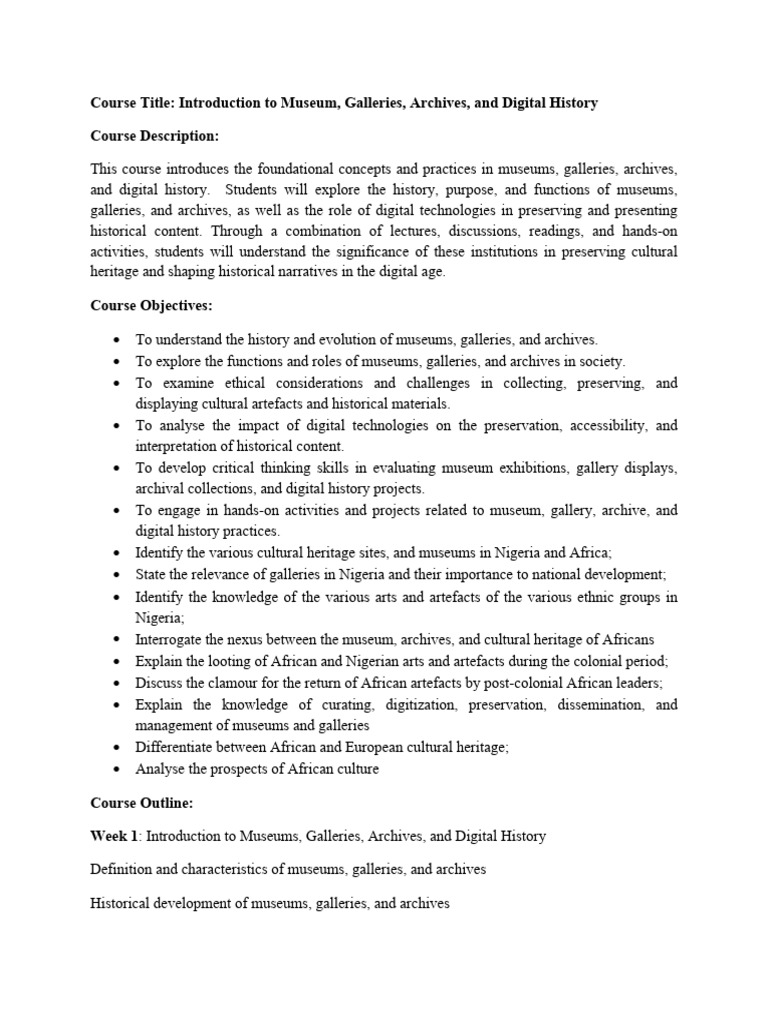 Introduction To Museums and Galleries | PDF | Museum | Archive