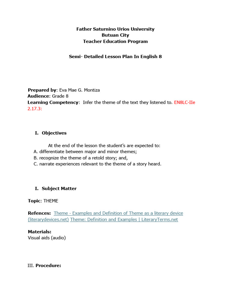 Semi Detailed Lesson Plan in Listening | PDF | Grammar | Narrative