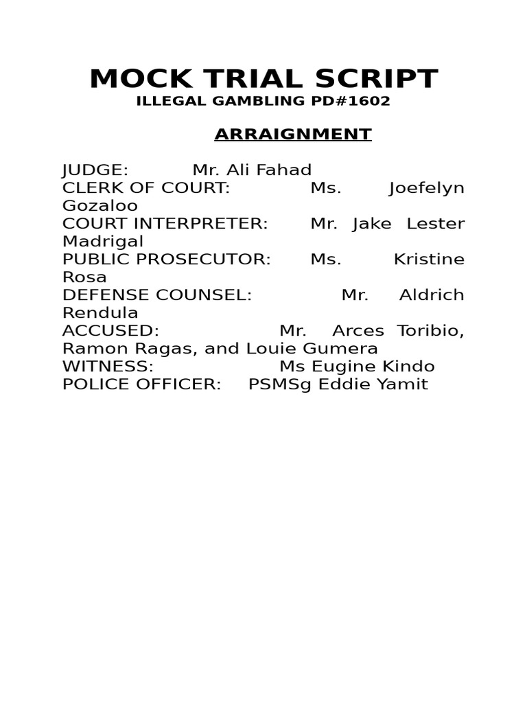 Mock Trial Script G5 Block 2 | PDF | Prosecutor | Plea