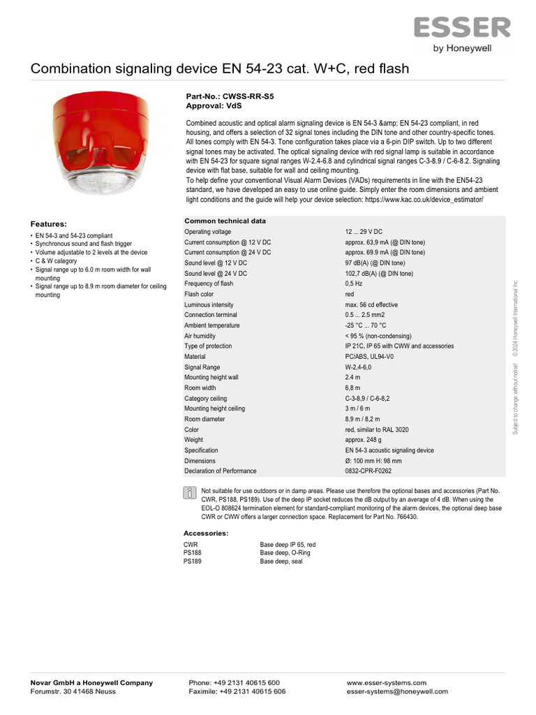 EN 54-23 Compliant Signaling Device | PDF | Flash (Photography ...