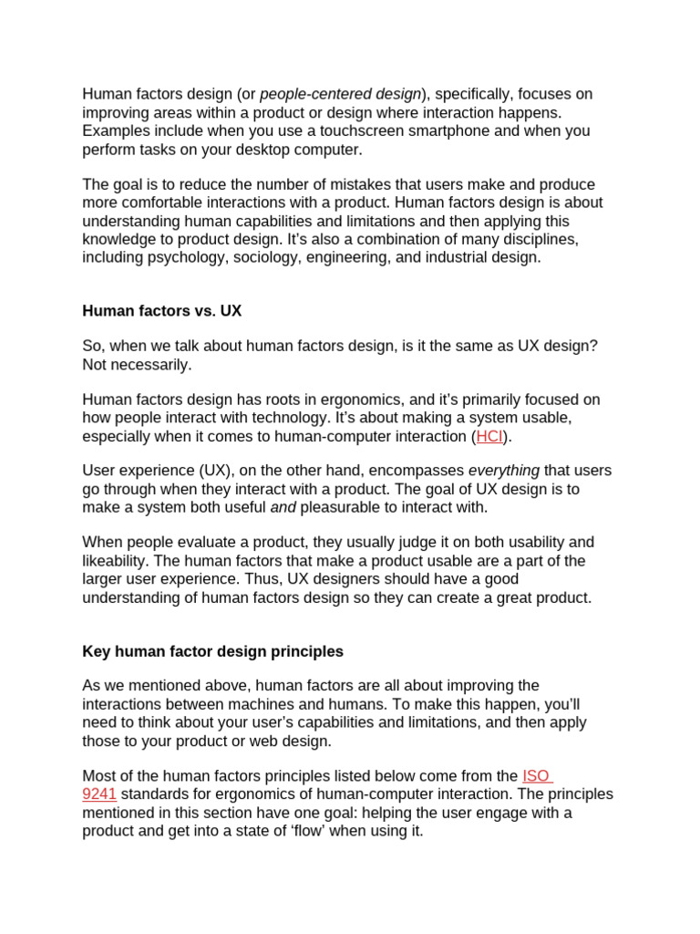 Human Factors in Design | PDF | Human Factors And Ergonomics | User ...