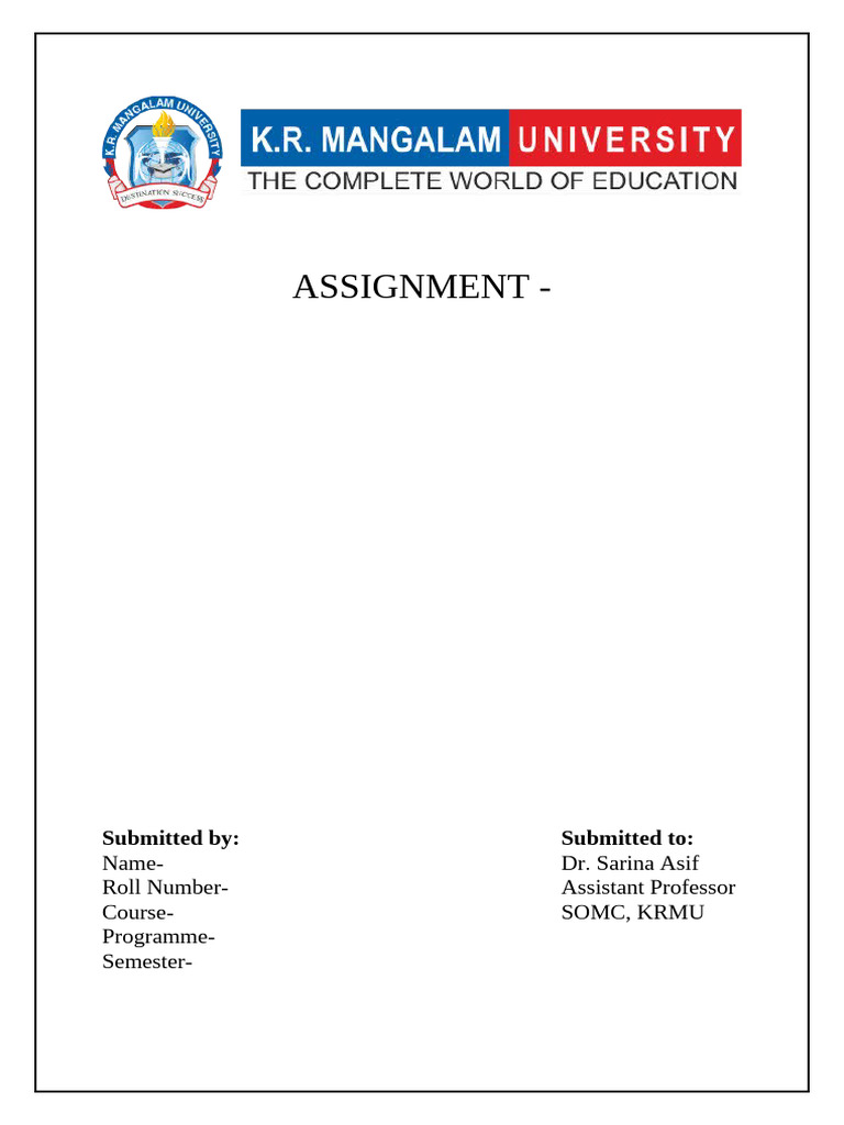 Assignment Cover Page | PDF