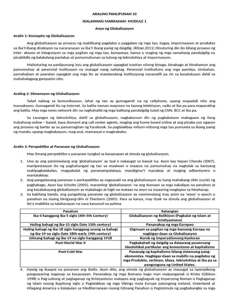 AP q2 Module 1 Summary | PDF