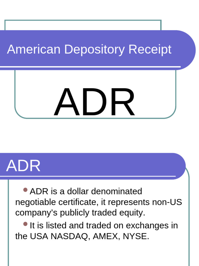Unit II - American Depository Receipt (ADR) | PDF | American Depositary ...