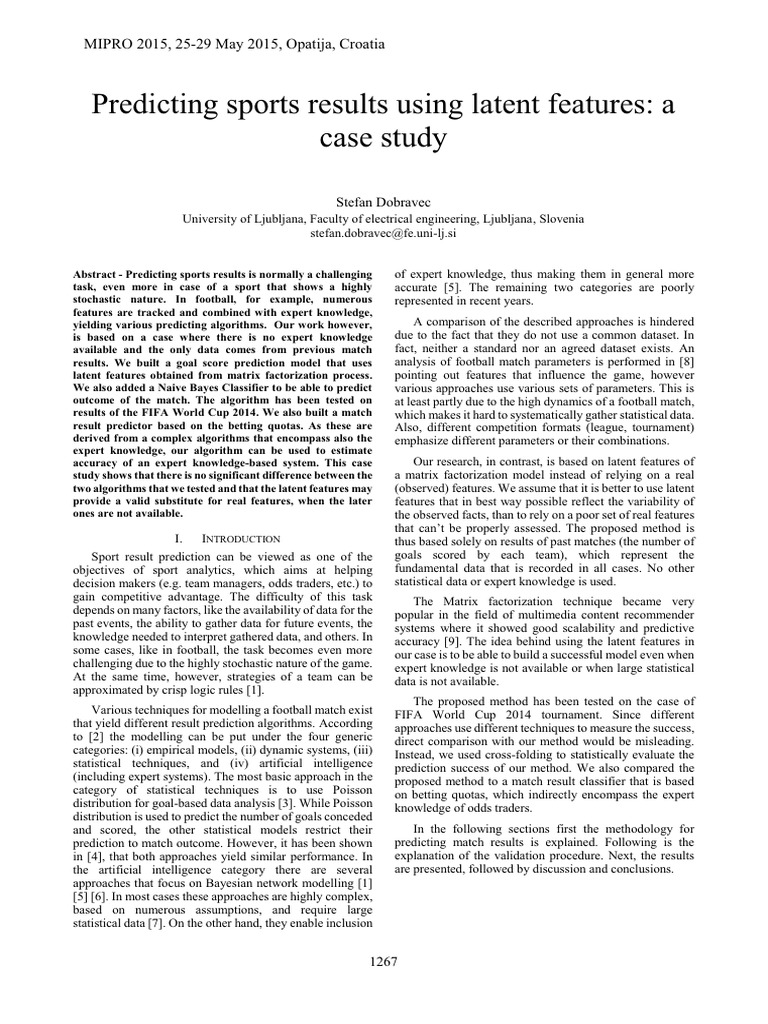 Sports Results Prediction with Latent Features | PDF | Statistics ...