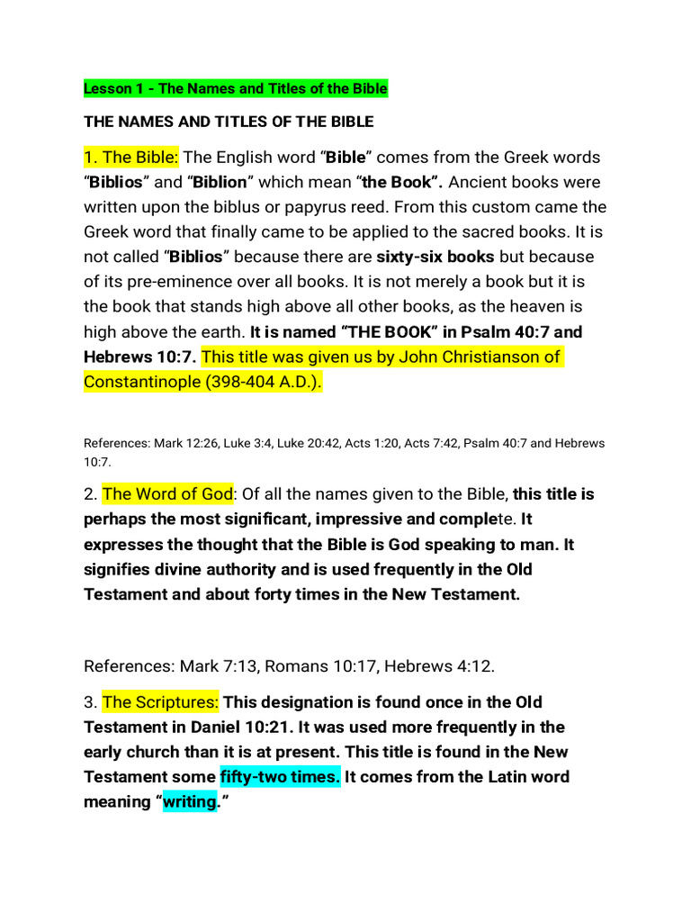 Lesson 1 | PDF | Chapters And Verses Of The Bible | Bible