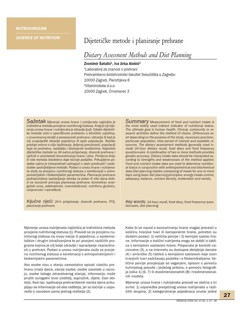 Dijeteticke Metode I Planiranje Prehrane | PDF