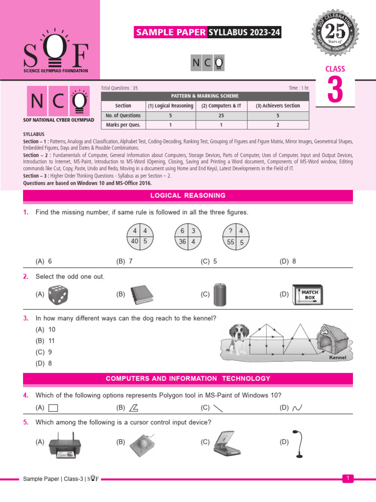 Nco Sample Paper Class-3 | PDF | Microsoft Word | Software