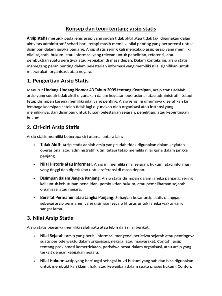 5.konsep Dan Teori Tentang Arsip Statis | PDF