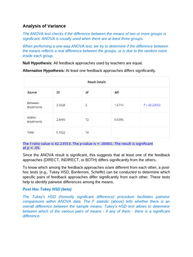 Analysis of Variance | PDF