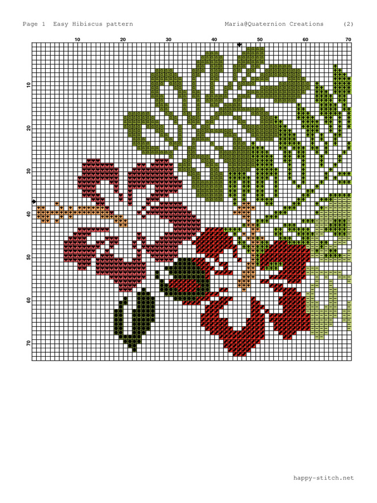 Easy Hibiscus Cross Stitch Pattern | PDF