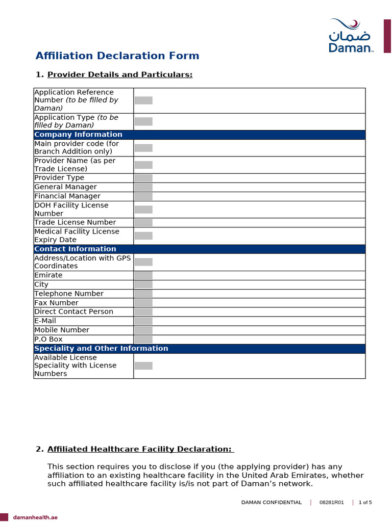 Healthcare Affiliation Declaration Form | PDF | Justice | Crime & Violence