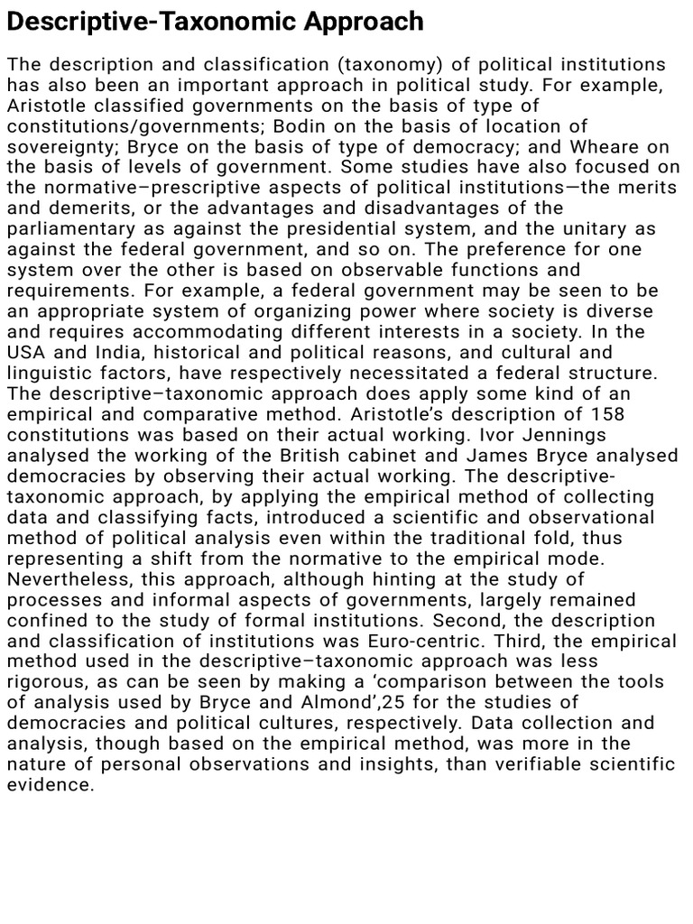 Descriptive Taxonomy Approach | PDF | Politics
