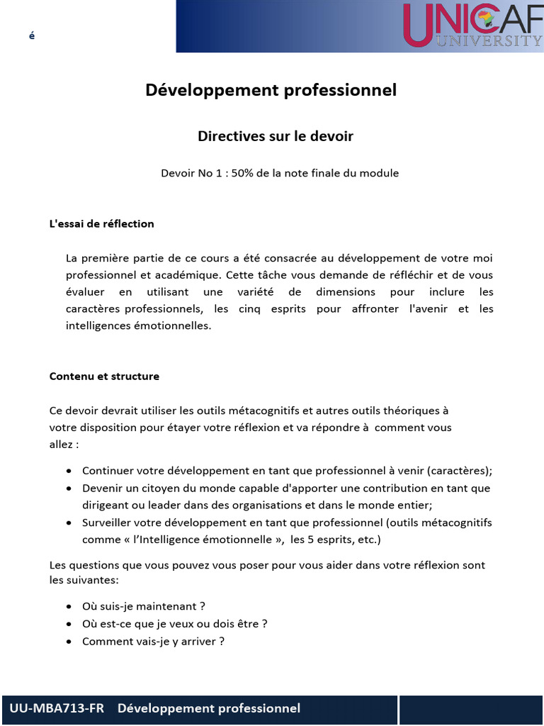Enoncé Du Devoir 1 Et Lignes Directrices | PDF | Évolution de carrière