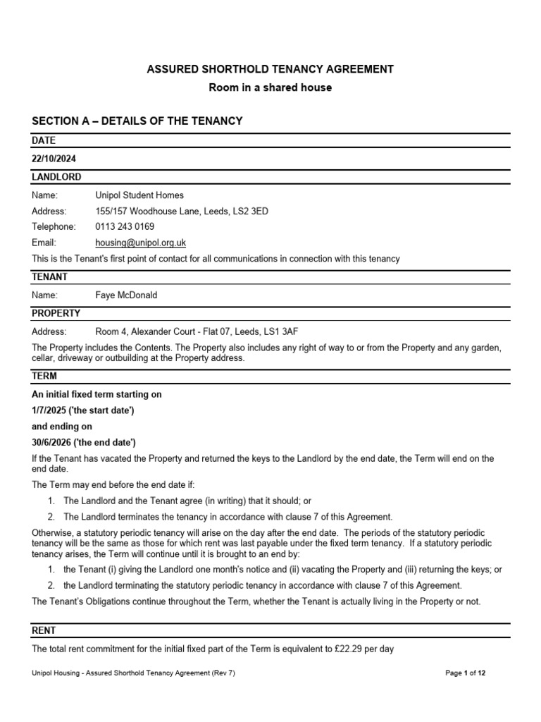 Document | PDF | Leasehold Estate | Landlord