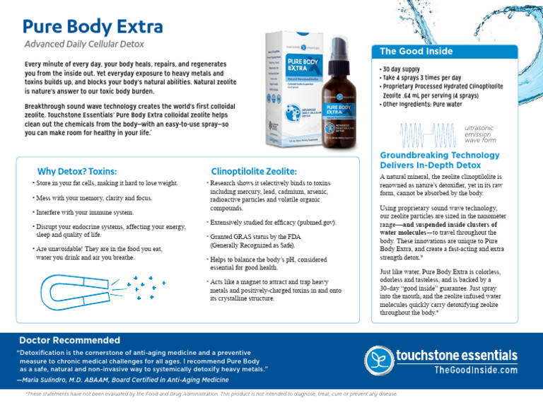 Touchstone Pure Body Extra Strength Fact Sheet | PDF | Detoxification ...