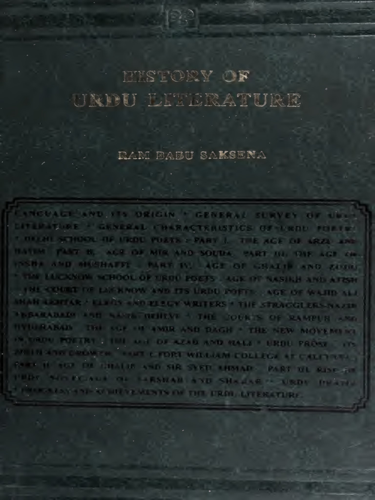 History of Urdu Lit 0000 Saks | PDF | Urdu | Linguistics