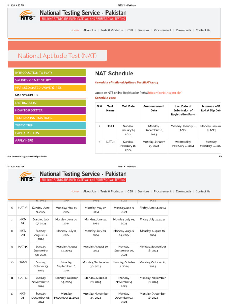 Nat Schedule | PDF