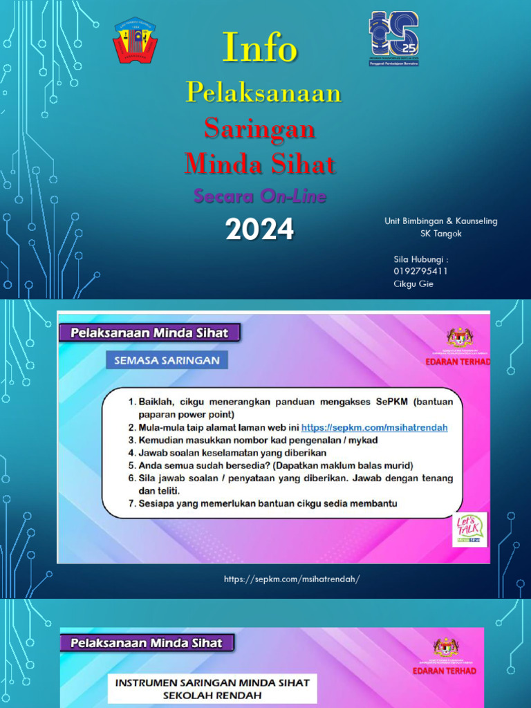 Info Berkaitan Pelaksanaan Saringan Minda Sihat Secara On Line Tahun 2024 | PDF