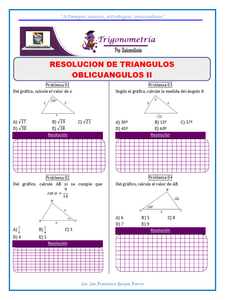 Resolucion de Triangulos Oblicuangulos Ii. | PDF | Triángulo | Geometría triangular