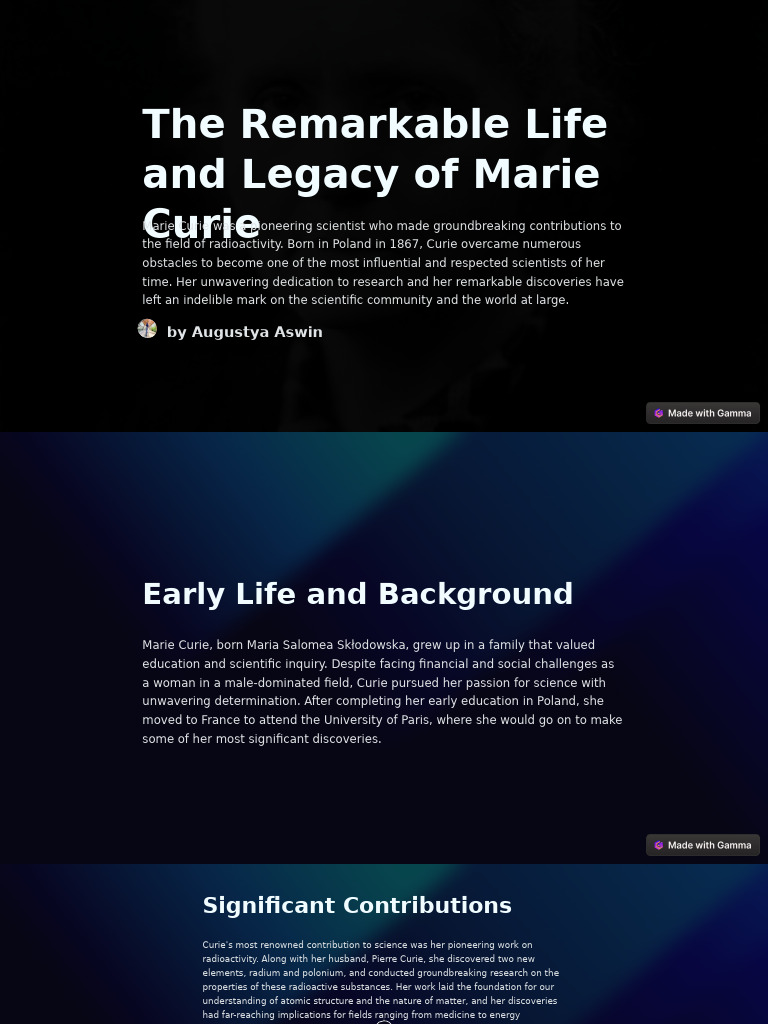 The Remarkable Life and Legacy of Marie Curie | PDF | Marie Curie | Science