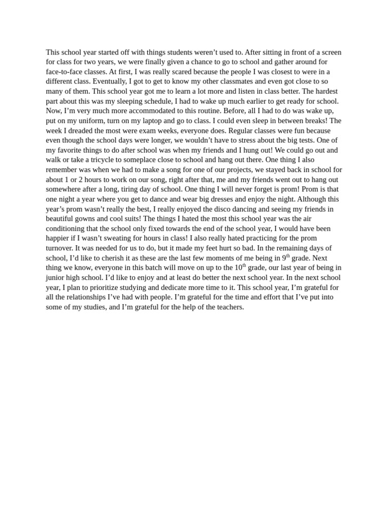 AQUINO - Reflection Paper | PDF | Prom
