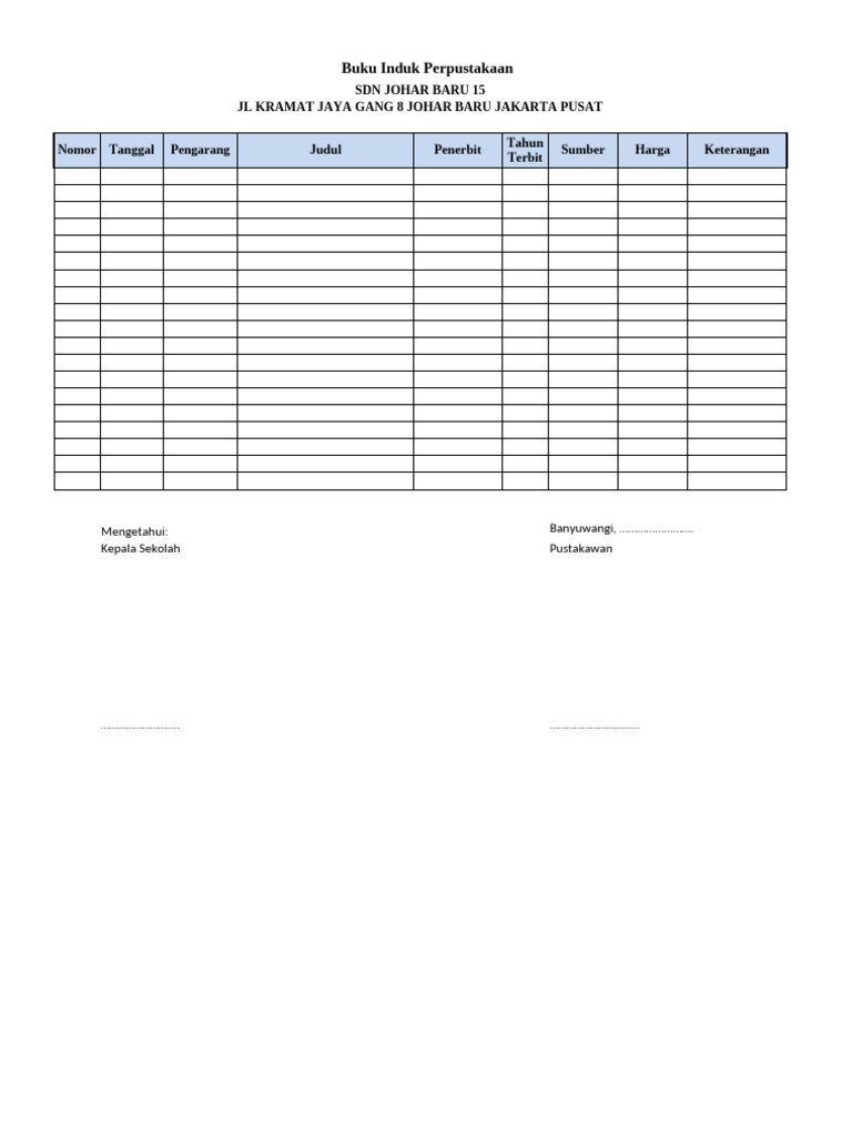 Buku Induk Perpustakaan Pdf