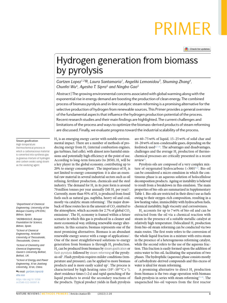 Primer: Methods Primers | PDF | Pyrolysis | Hydrogen