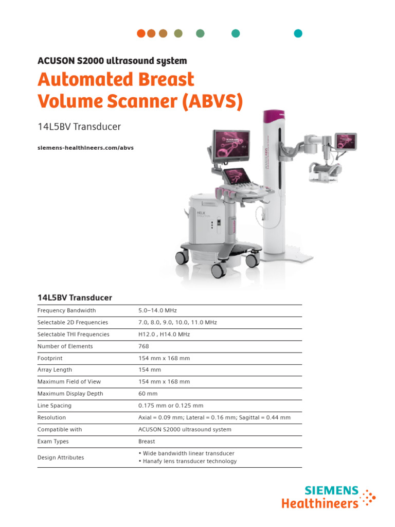 8608 US ACUSON S2000 ABVS 14L5BV Transducer Flyer K1 HOOD05162003064202 1800000007262011 | PDF ...