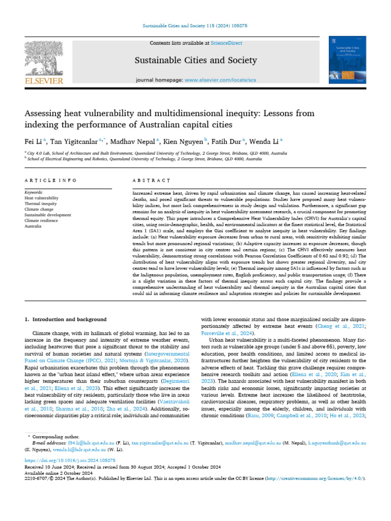 Heat Vulnerability Index in Australian Cities | PDF | Vulnerability ...