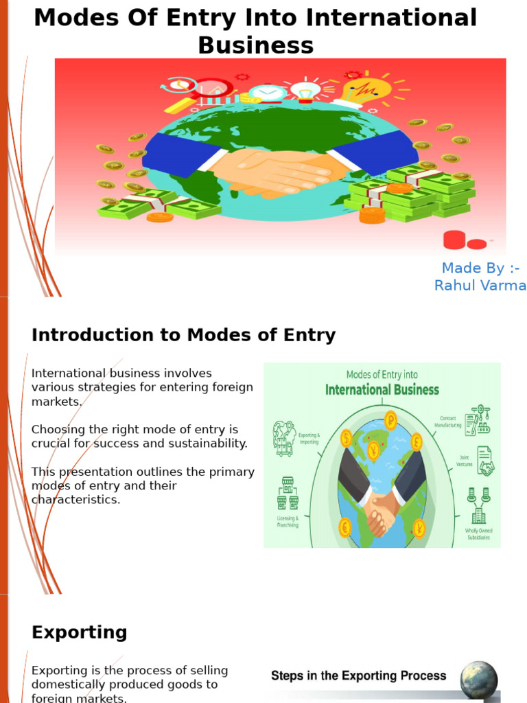 Modes of Entry Into International Business | PDF | Franchising | Business