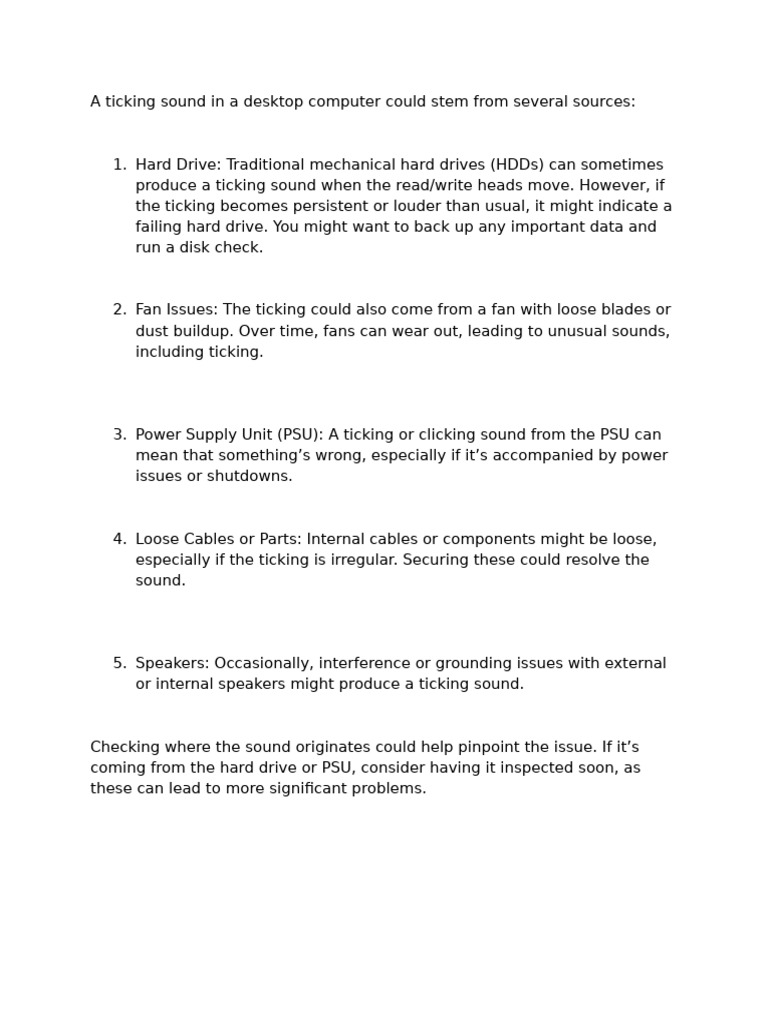 Ticking Sound in Desktop | PDF | Technology & Engineering