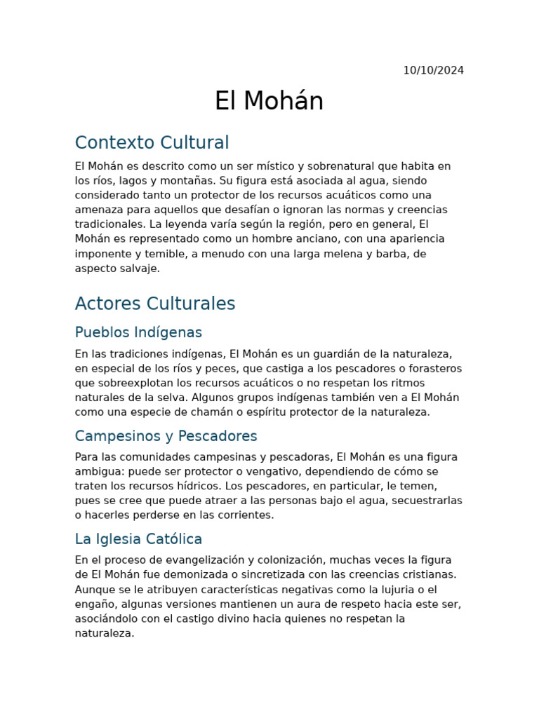 El Mohán: Mito y Protección Natural | PDF