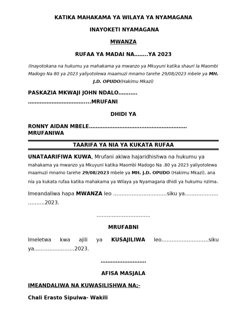 Rufaa Ya Paschal | PDF