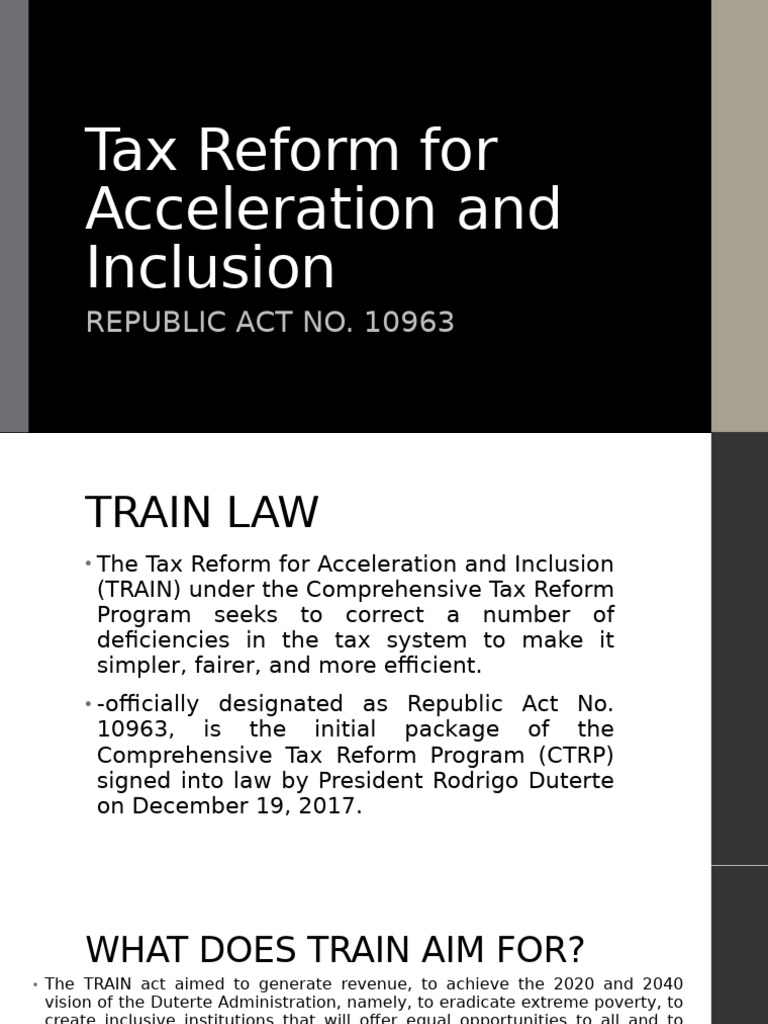 Tax Reform For Acceleration and Inclusion | PDF | Drink | Taxes