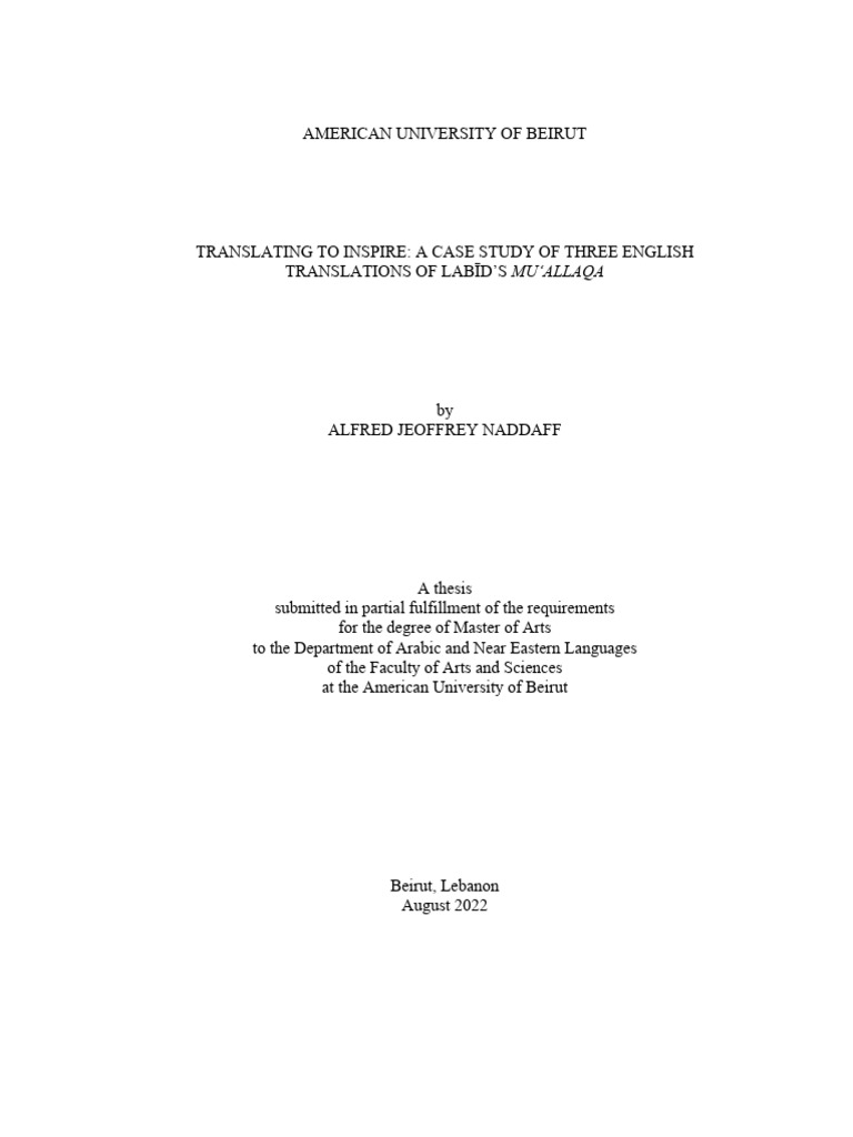 Labid's Muallaqa | PDF | Translations | Poetry