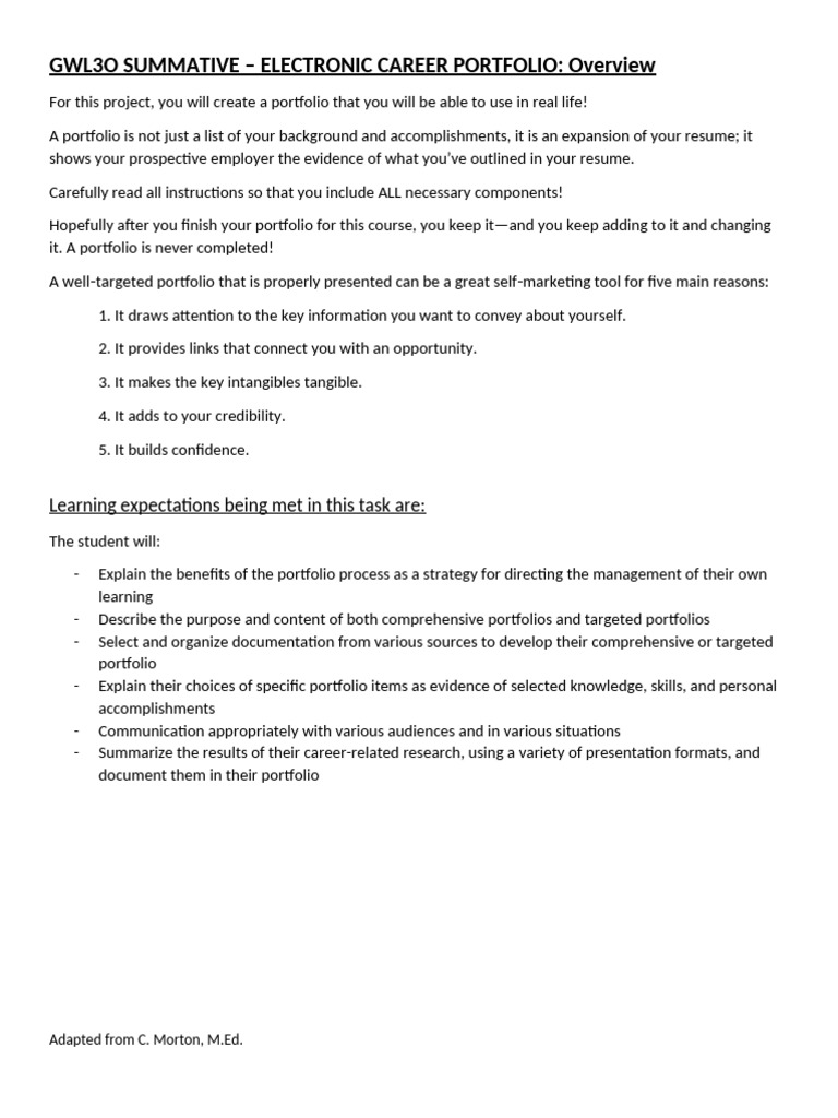 GWL3O Summative - Overview | PDF | Résumé | Learning