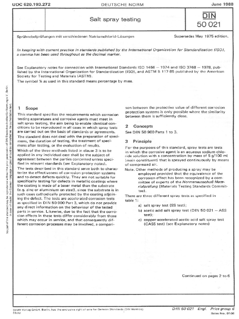 DIN 50021 - Salt Spray Test | PDF