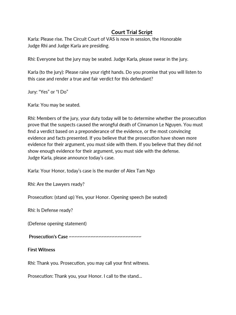 7.7 Judge Script | PDF | Witness | Prosecutor