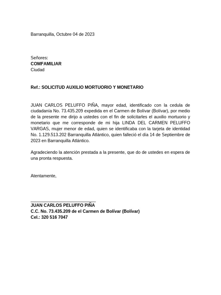 Solicitud de Auxilio Mortuorio y Monetario | PDF | Viajes y turismo