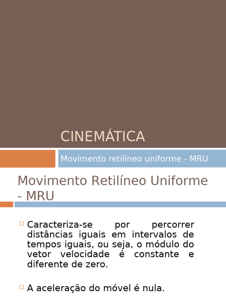 6 Cinemática MRU e MRUV | PDF | Velocidade | Espaço
