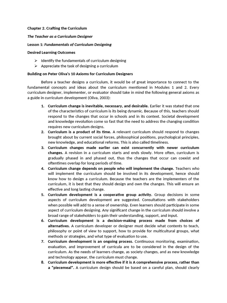 SChapter 2 Crafting The Curriculum | PDF | Curriculum | Educational ...