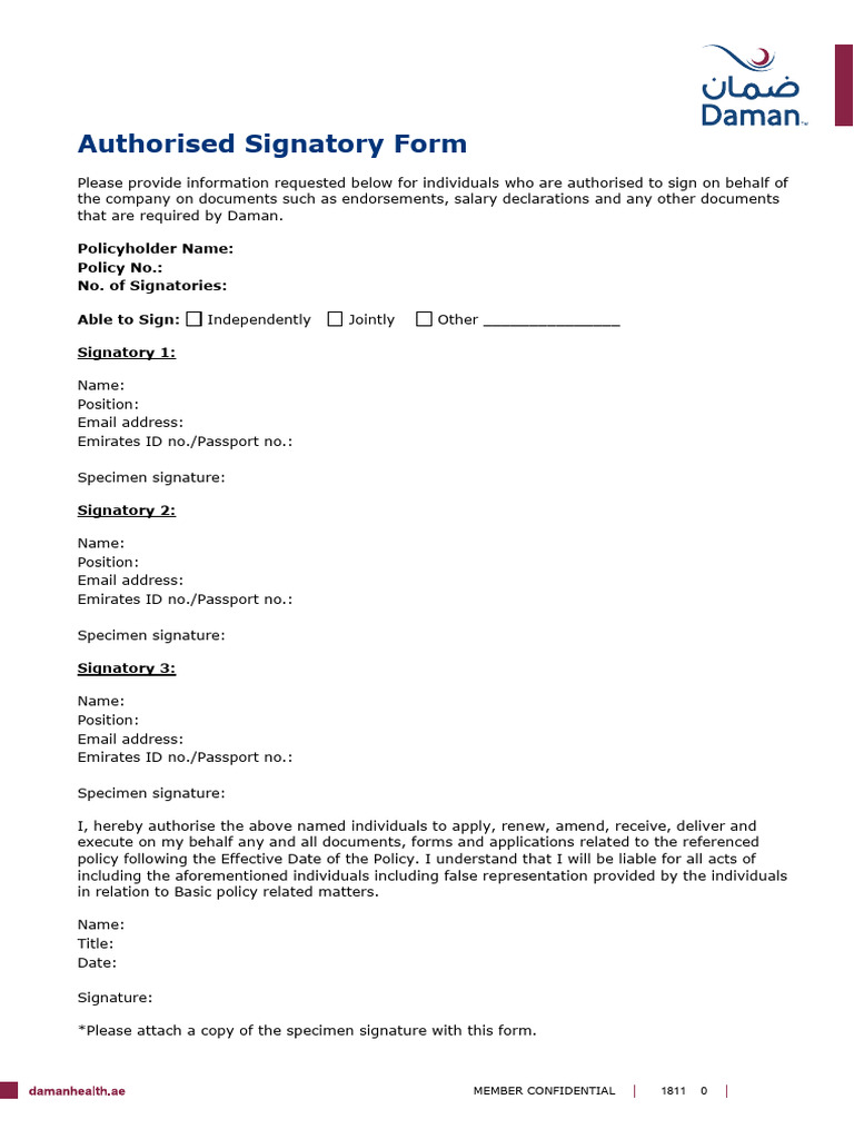 Authorised Signatory Form-1 | PDF | Business | Law