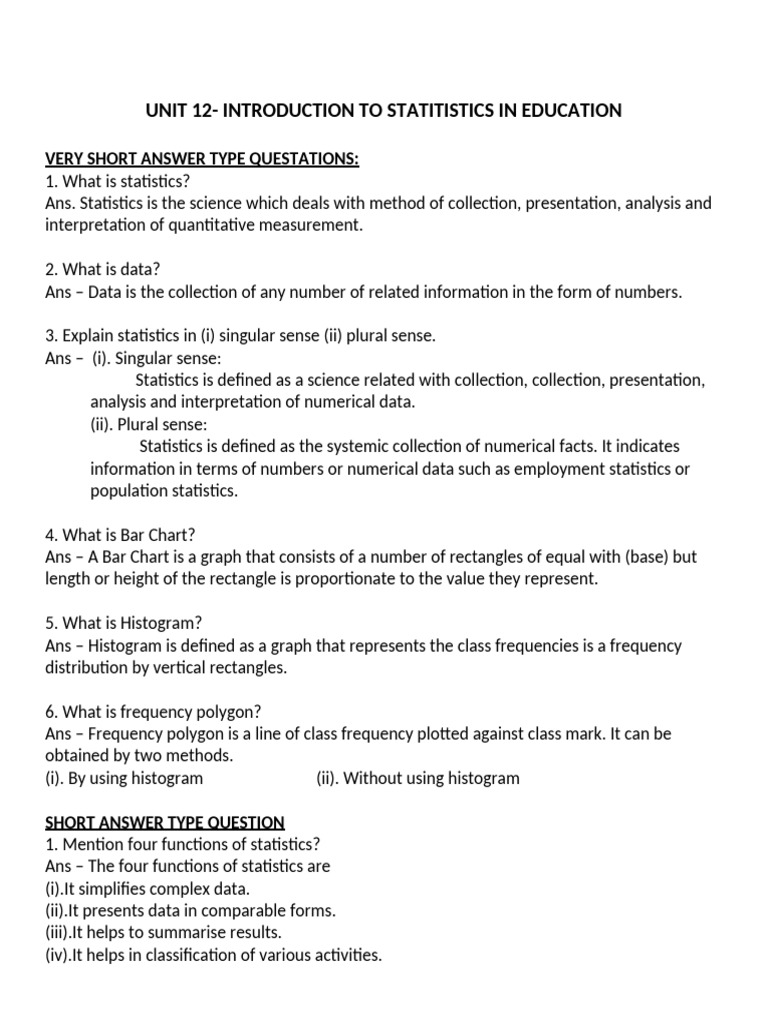 Unit 12 - Introduction of Statistics in Education | PDF | Histogram ...