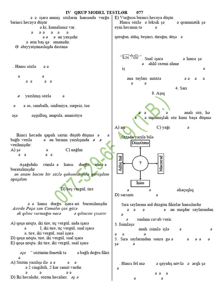 2009 I-IV Qrup Model Testlər Az. Dili | PDF