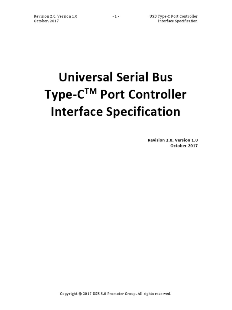 Universal Serial Bus Type-C Port Controller Interface Specification | PDF | Usb | Specification ...
